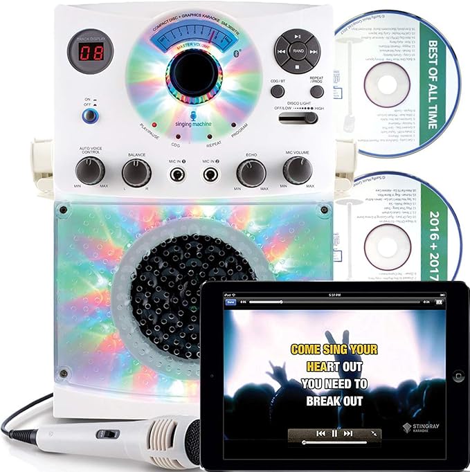 Singing Machine SML385 Karaoke Equipment with Bluetooth 1 Microphone ...