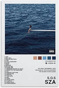 Amazon.com: Music Poster For Room Aesthetic 90s Sza Sos Canvas Art ...