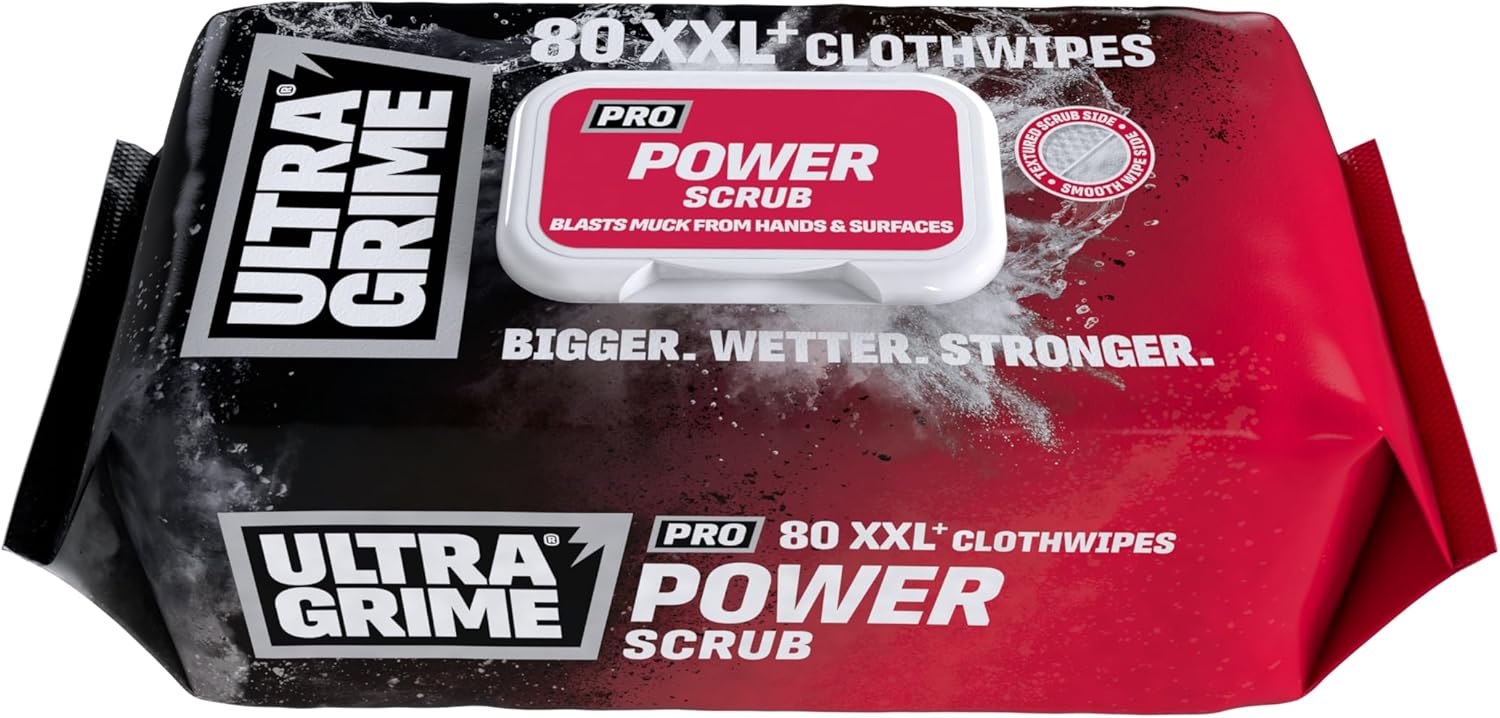 UltraGrime PRO Power Scrub Wet Wipes - Heavy-Duty Cleaning Cloths ...