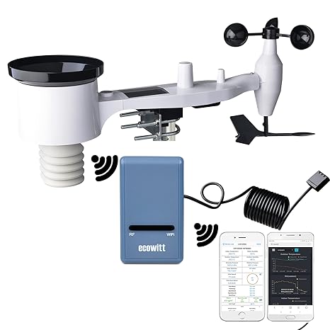 ECOWITT GW1101 Wi-Fi Weather Station, WS69 Solar Powered 7-in-1 Outdoor ...