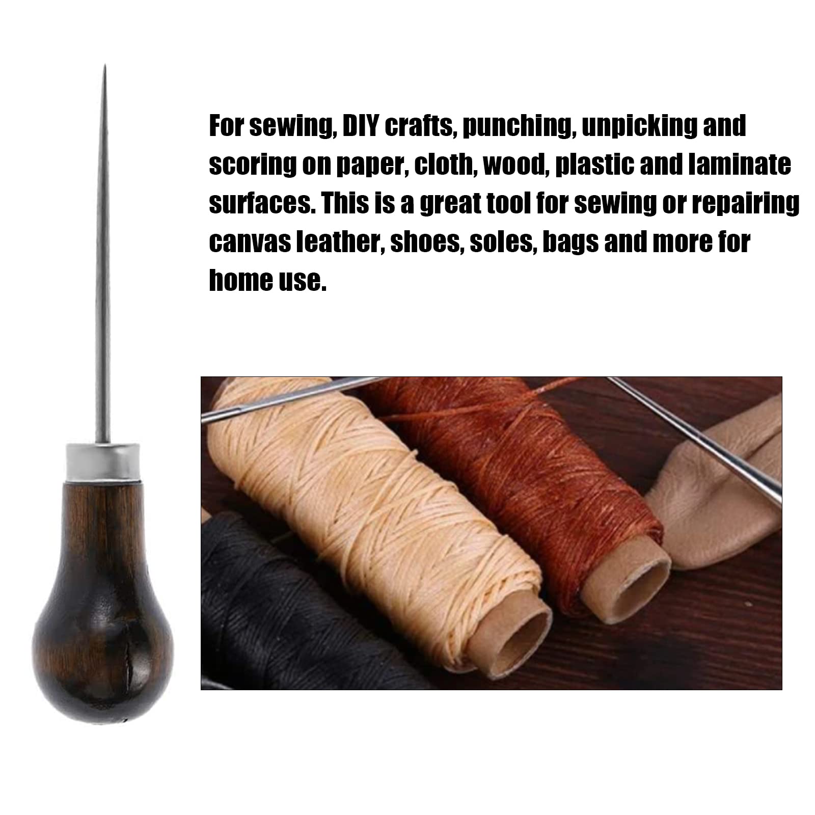 Best Rated Awl Tools Bradawl With Wooden Handle, 4 PCS Leather Craft ...