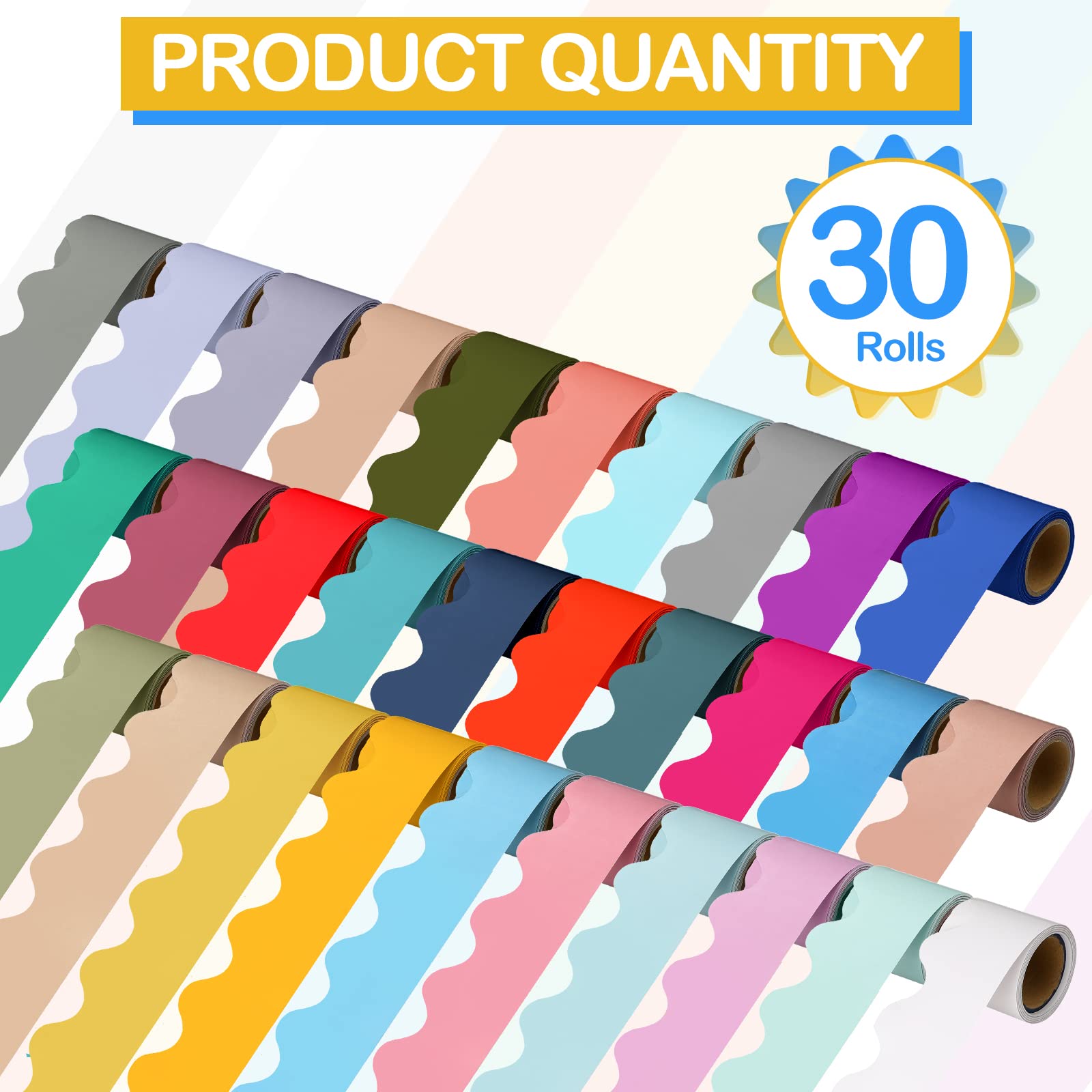Snapklik.com : 30 Rolls 492 Ft Bulletin Board Borders In 30 Colors ...