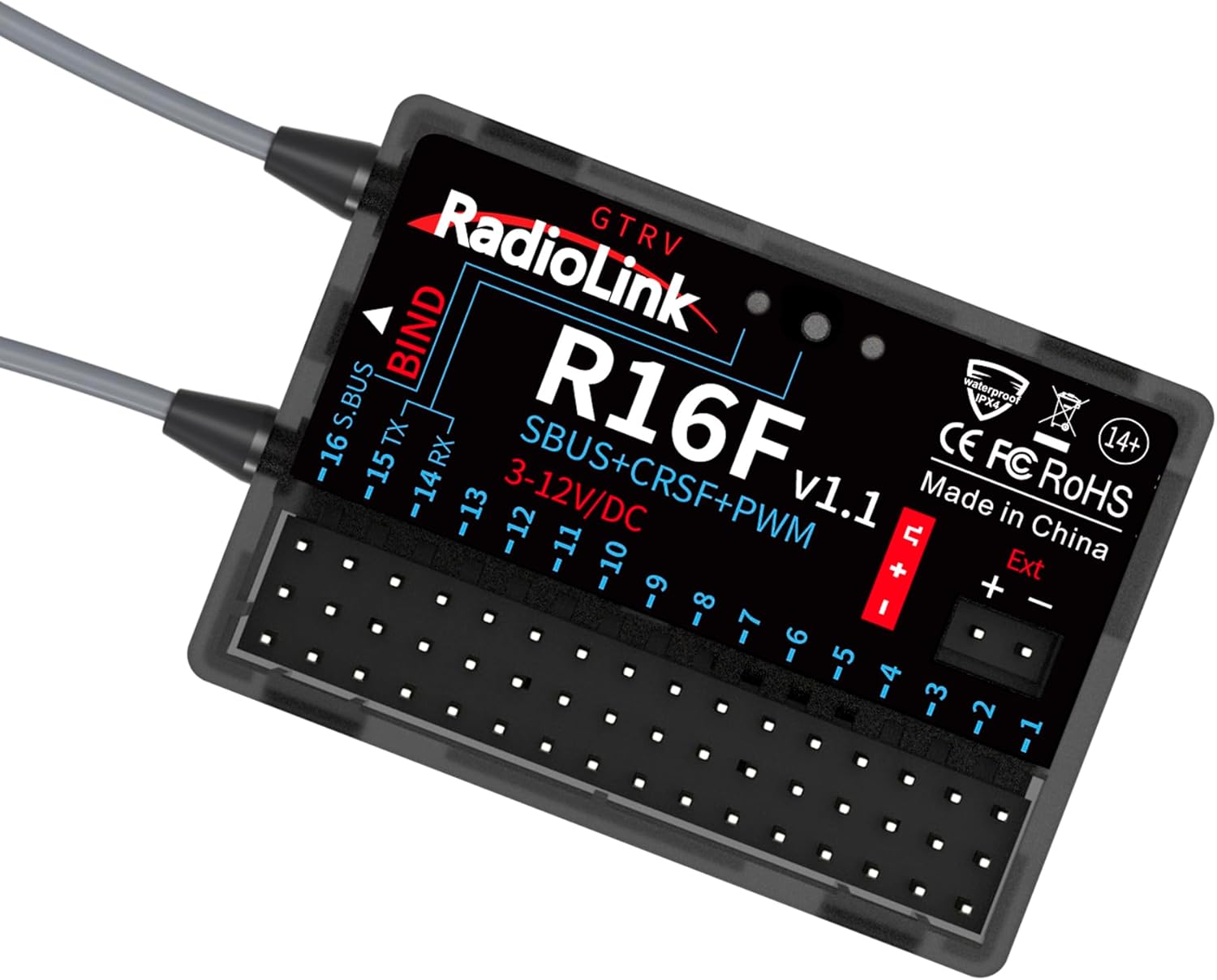 Amazon.com: Radiolink R16F 16 Channels 2.4GHz RC Receiver Works with Radiolink Remote Controller ...