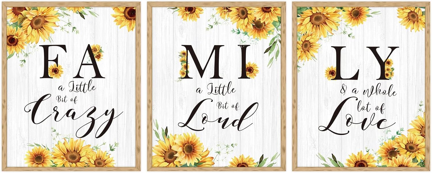 Amazon.com: Whaline Sunflower Motivational Wall Art Prints Set of 3 ...