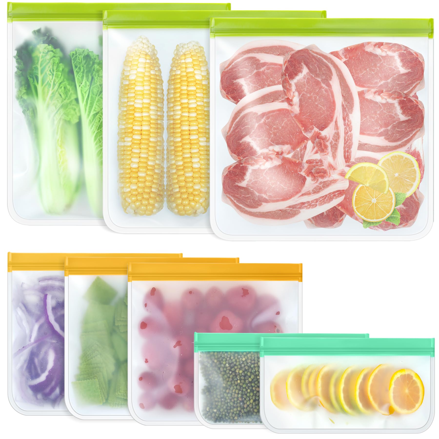 Amazon.com: 8 Pack Silicone Bags Reusable Storage Silicone Ziplock Bags ...