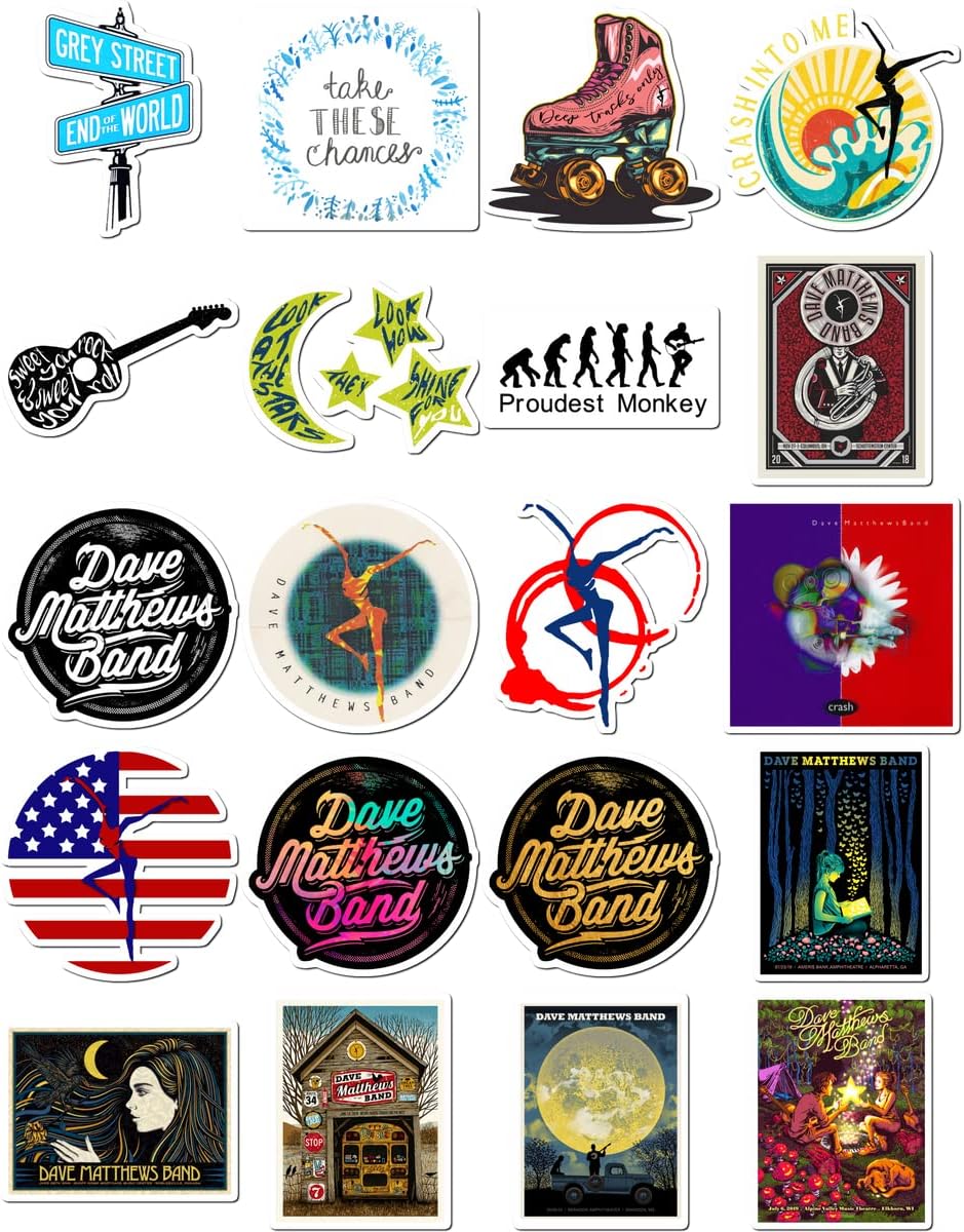 Amazon.com: 20 Pcs Stickers Pack Dave Laptop Matthews Aesthetic Band ...