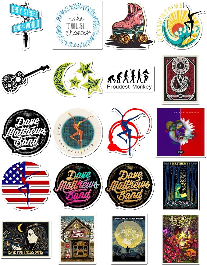 Amazon.com: 20 Pcs Stickers Pack Dave Laptop Matthews Aesthetic Band ...