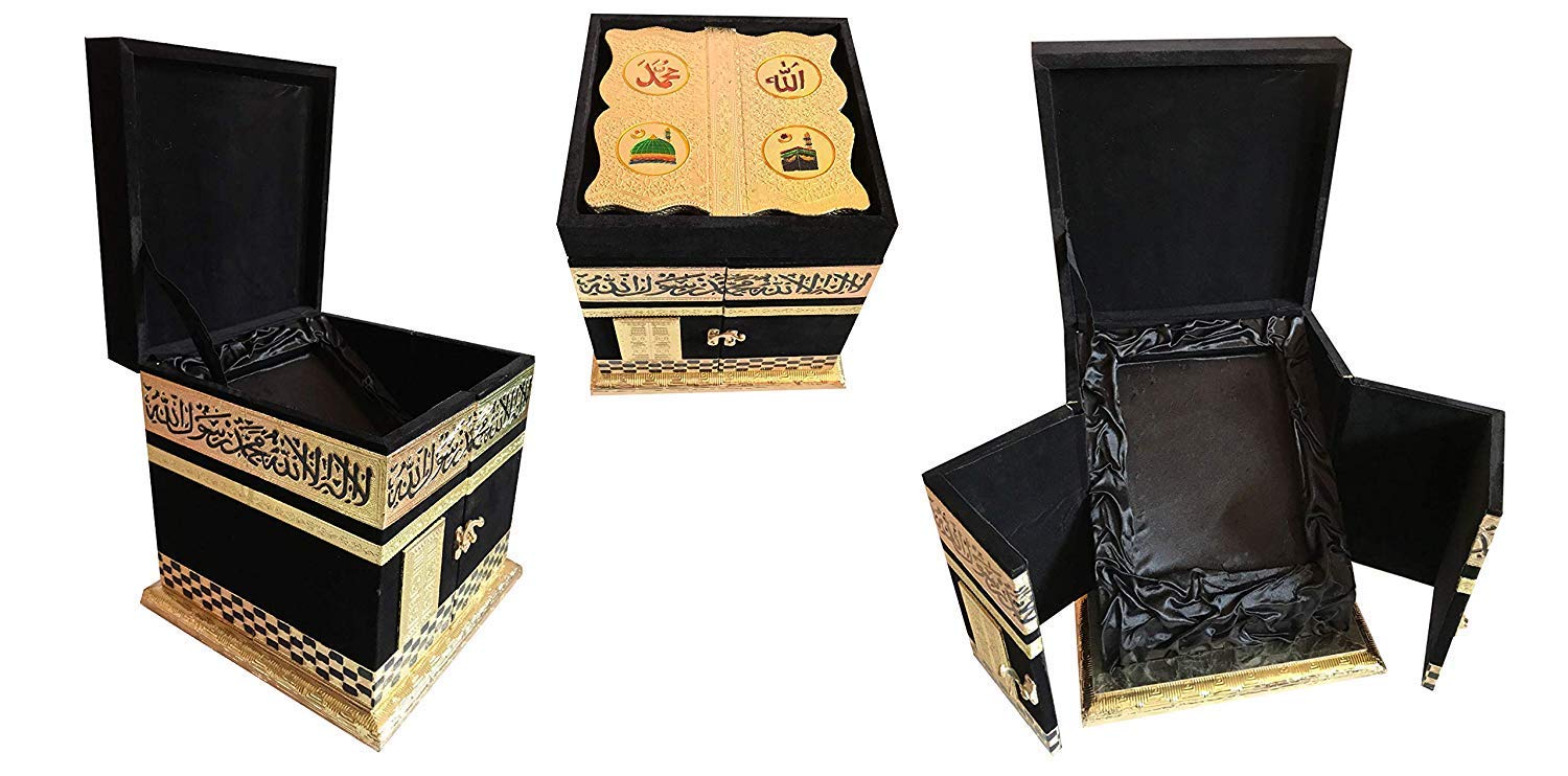 Black Makka Madina Kaaba Quran Box And Rehal, Size