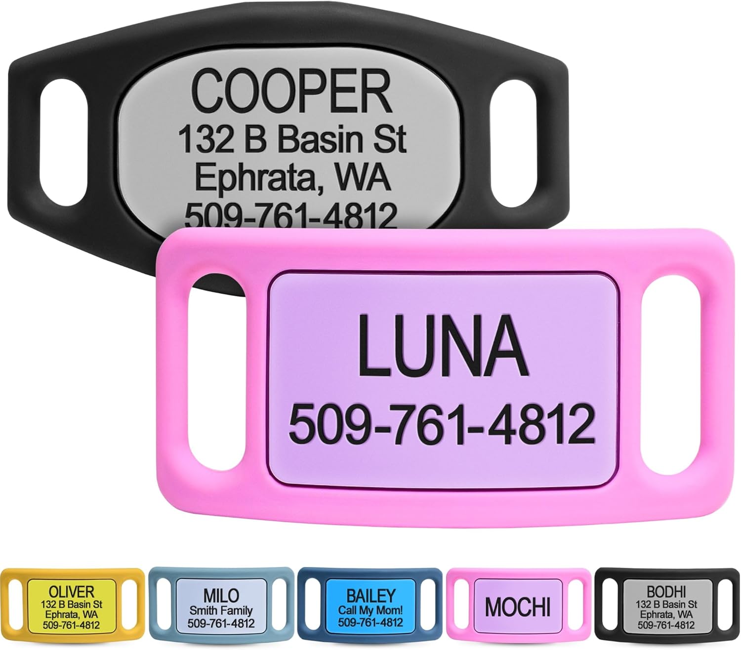 Amazon.com : GoTags Silicone Slide On Pet ID Tag, Personalized Engraved ...