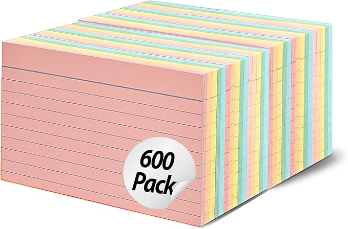 Amazon.com : Ruled Index Flash Cards - Lined Index Cards, 3x5 Index ...