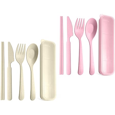 Amazon.com | SUNNYHILL 4PCS Healthy Eco-Friendly Wheat Straw Cutlery ...