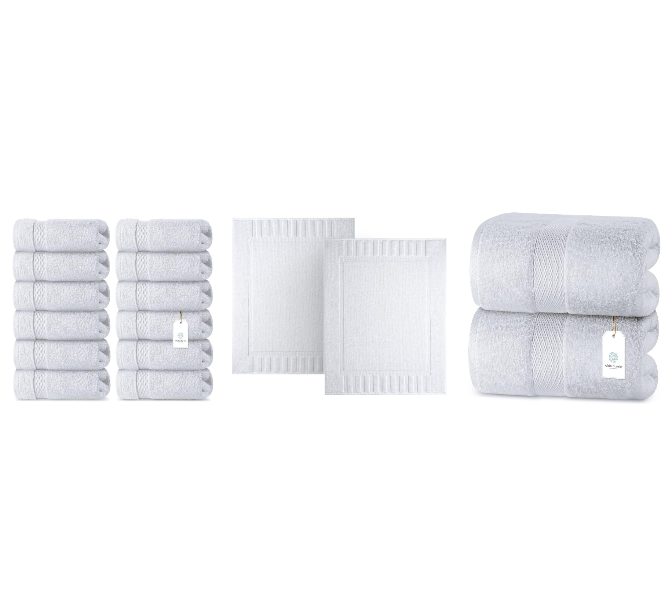 Amazon.com: White Classic 12 White Washcloths 13 x 13, 4 White Bath ...