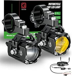 Amazon.com: Kewig 60W Motorcycle Auxiliary LED Fog Light Driving Spotlights White/Amber Fog ...