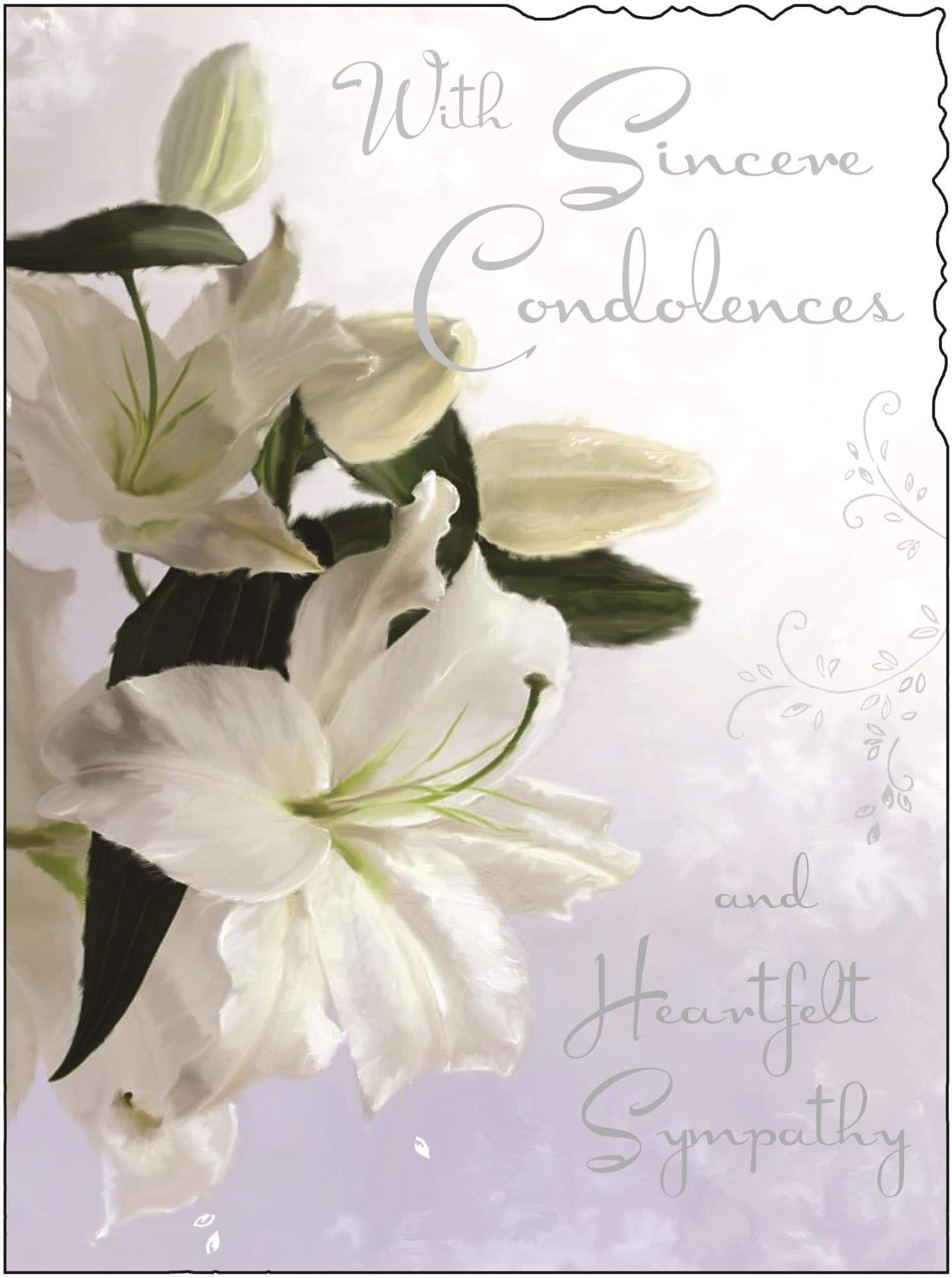 Sympathy Card (JJ5335) Sincere Condolences - Oriental Lily - Silver ...