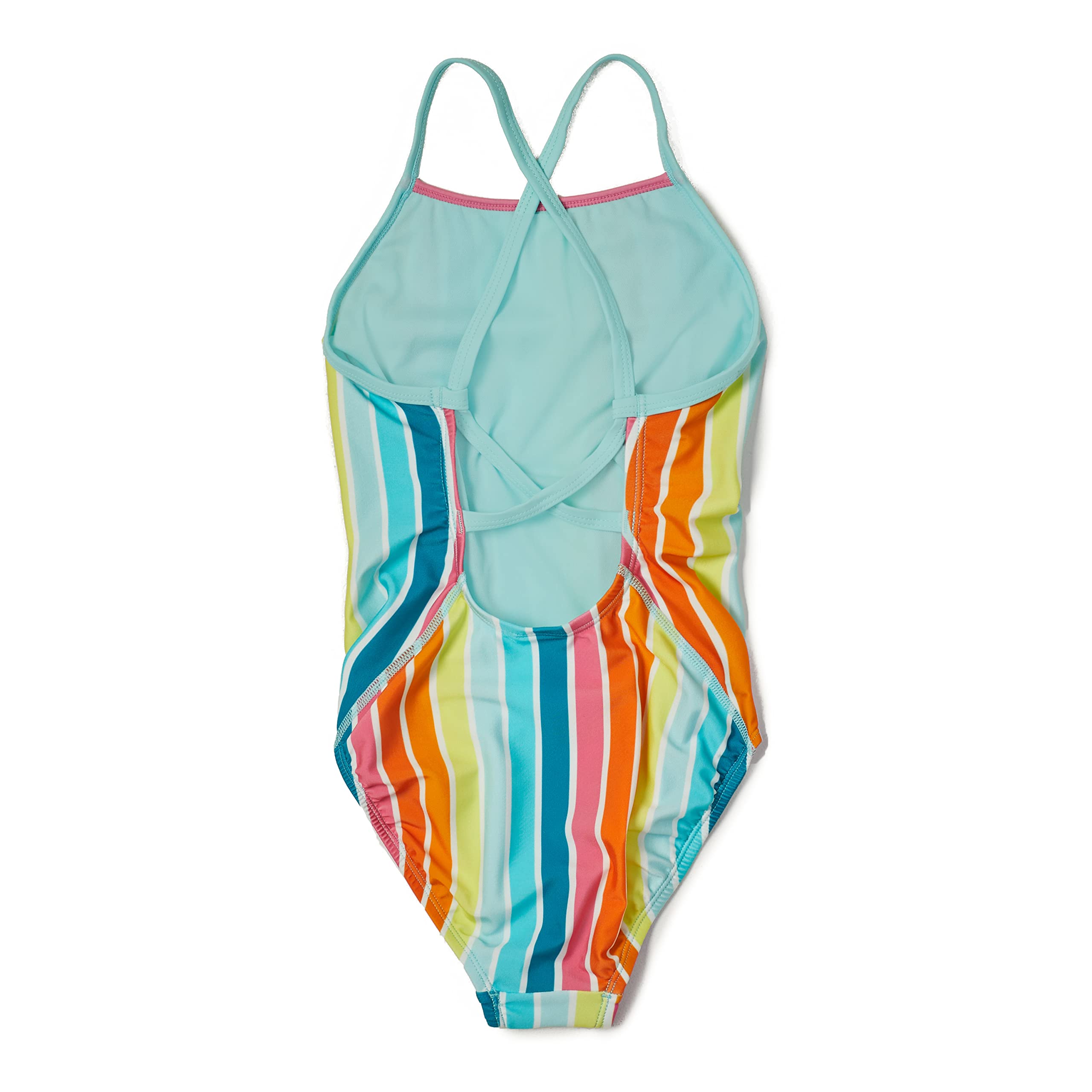 Snapklik.com : Girls Swimsuit One Piece Solid Cross Back Multi Straps