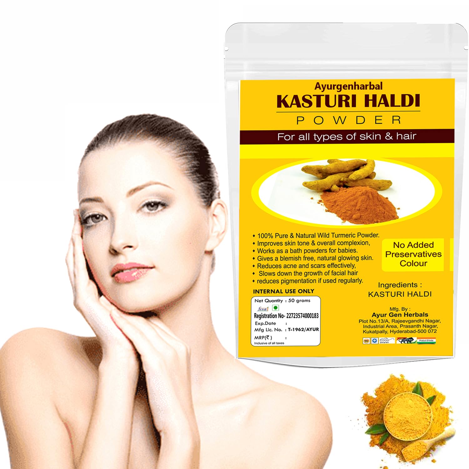 Kasturi Haldi Powder For Face Beauty (50 GM) | Amba Haldi Powder ...
