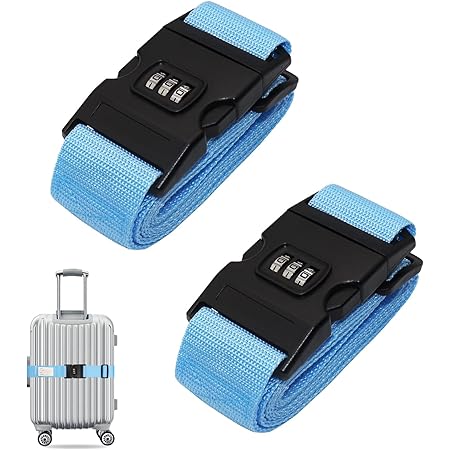 Luggage Strap, 2pcs Suitcase Straps with Password Lock Information Card ...