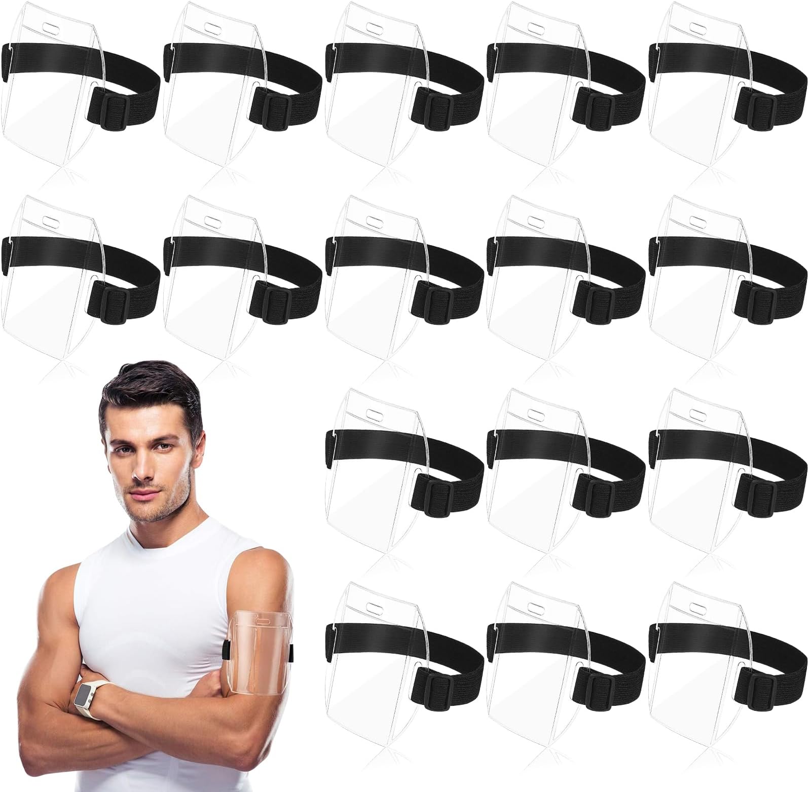 Amazon.com : 10 Pieces Arm Badge Holder Armband ID Badge Holder Wrist ...