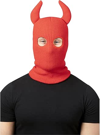 Smiffys Devil Balaclava Ski Mask, with Horns, Halloween Fancy Dress ...