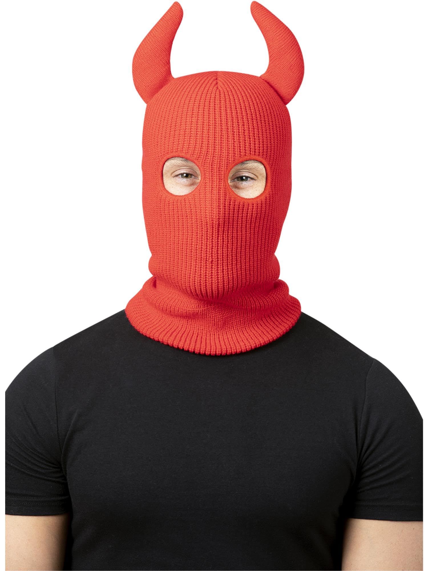 Smiffys Devil Balaclava Ski Mask, with Horns, Halloween Fancy Dress ...