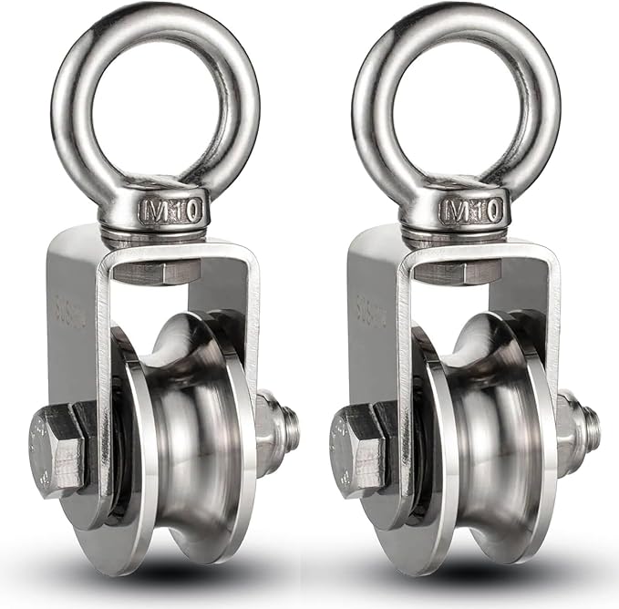 Heavy Duty Pulley Wheel with 2 Bearings (2 Pack), Smooth Rotation ...