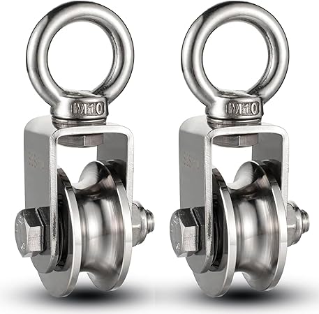 Heavy Duty Pulley Wheel with 2 Bearings (2 Pack), Smooth Rotation ...