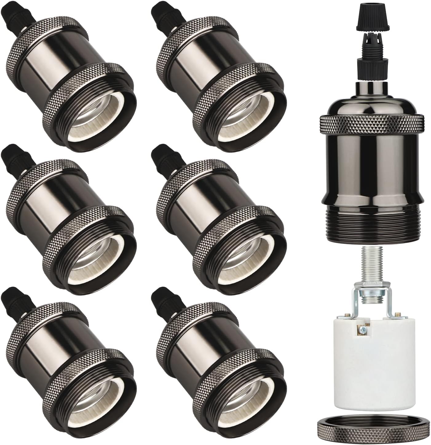 E27 Vintage Light Socket, 6 Pcs E27 Solid Socket Ceramics Lamp Holder ...