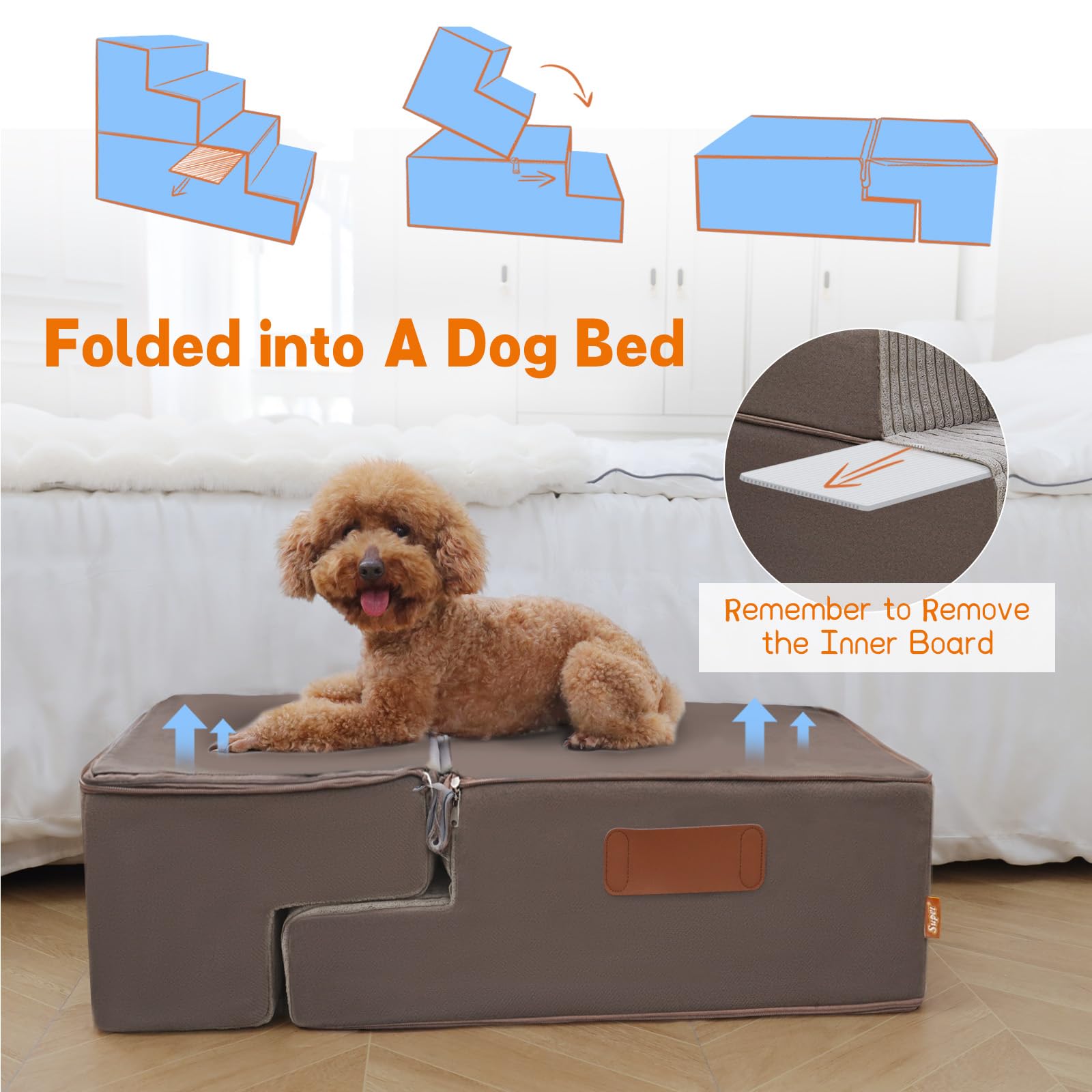 Snapklik.com : Supet Dog Stairs For Small Medium Dogs To Get On Bed