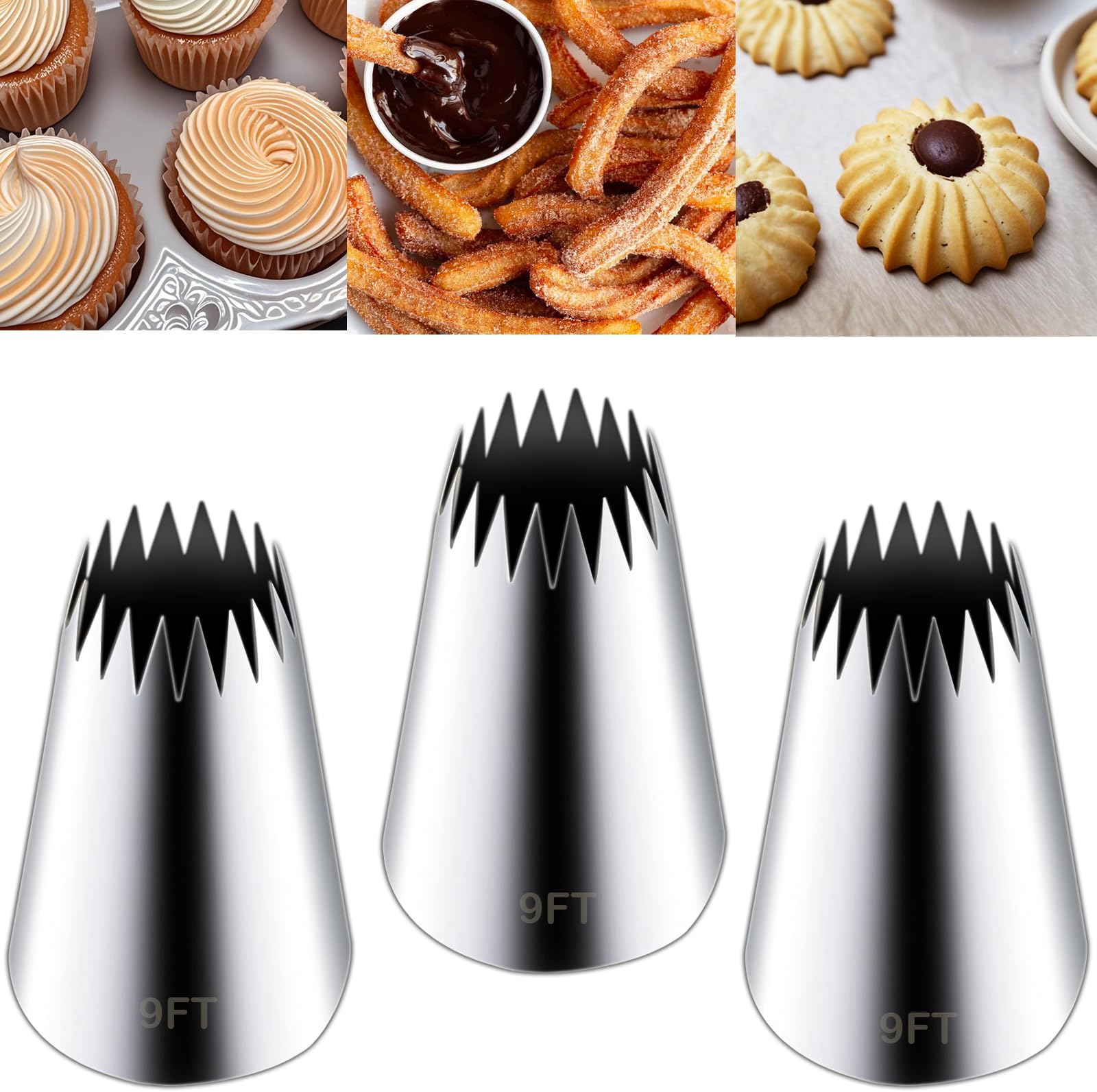 Amazon.com: Churro Bags and Tips Set,3 French Star Piping Tips for ...