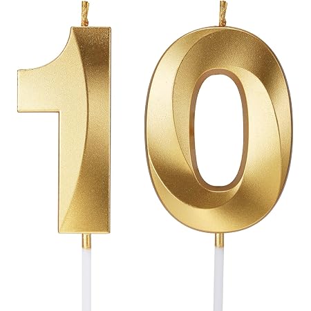 Amazon.com: 10th Birthday Candles Number 10 Candles Numerals for Cakes ...