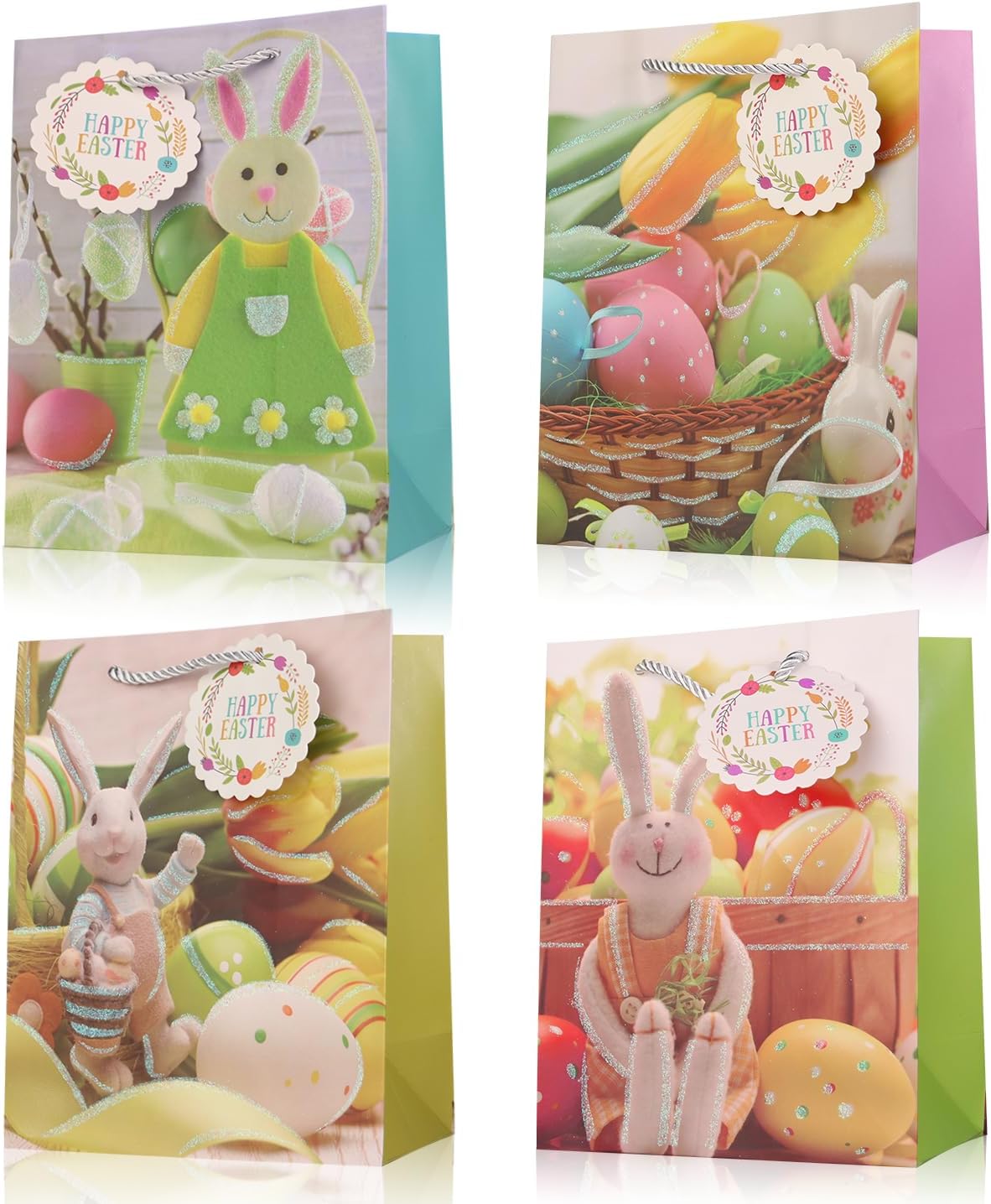 4Pcs Easter Gift Bags | 23x18x10cm Reusable Thick Easter Paper Bags ...