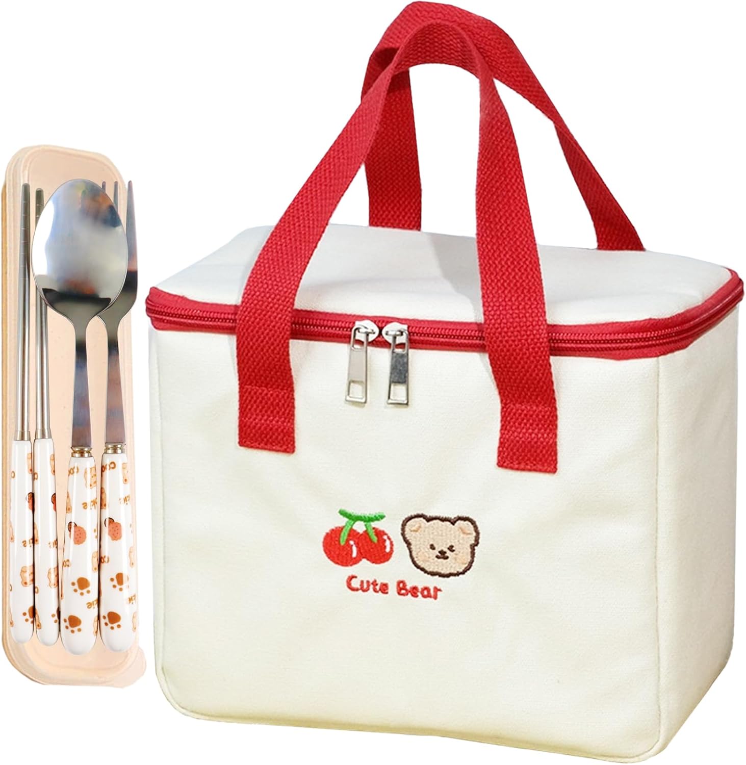 Amazon.com: Large Capacity Reusable Lunch Bag for women，Utensils Come ...