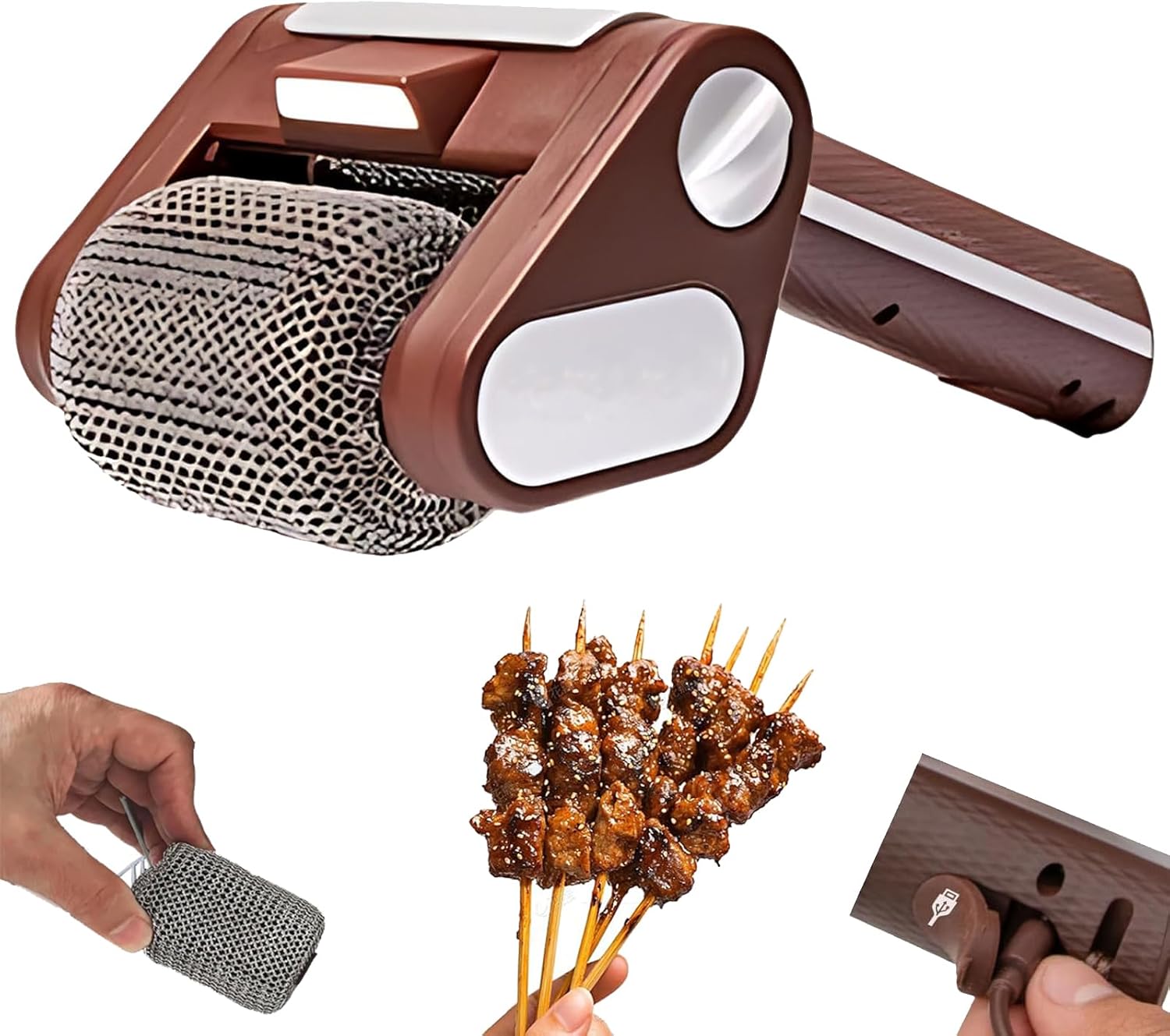 Cordless Electric Grill Cleaner, Stainless Steel Power Roller Blasts ...