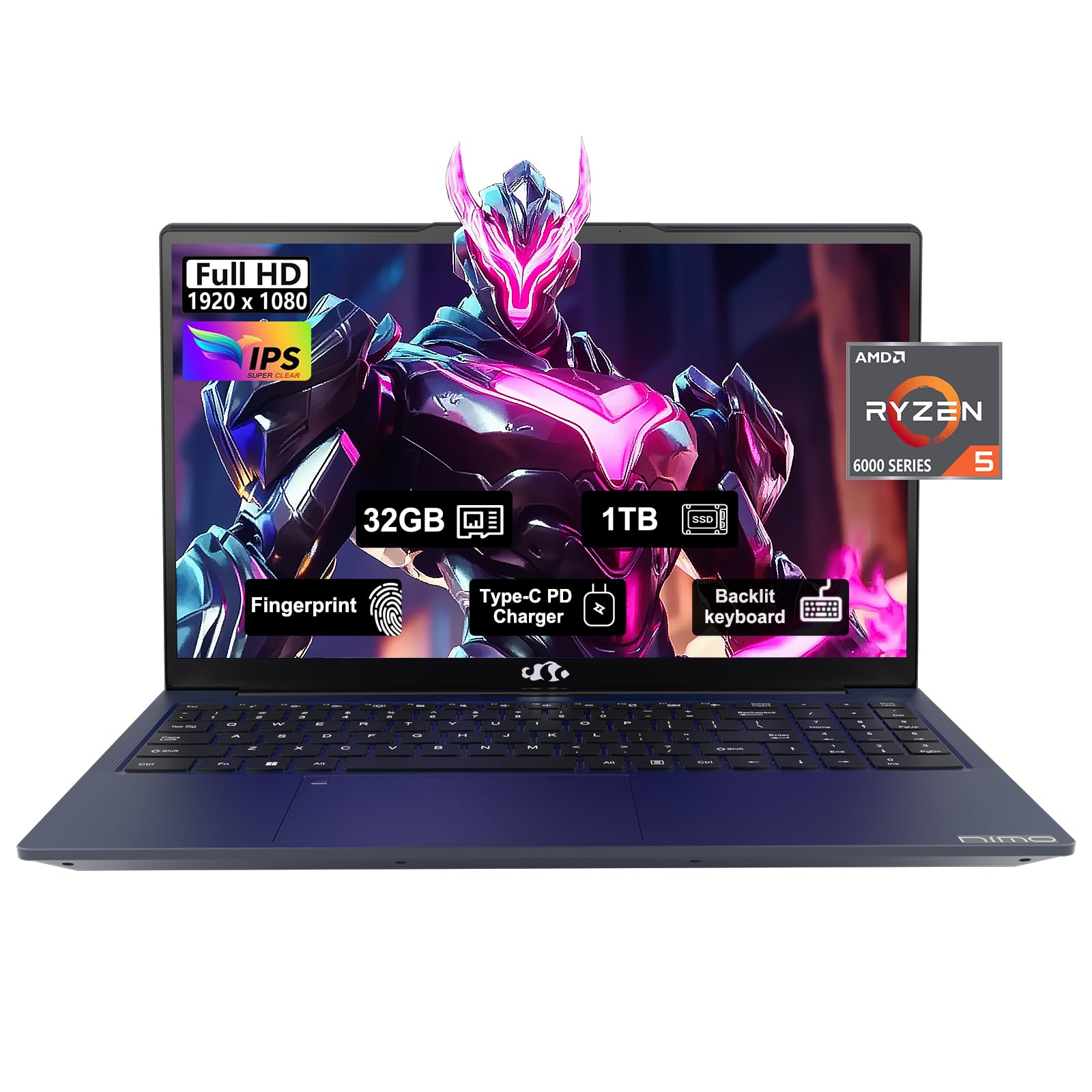 Snapklik.com : NIMO 15.6" FHD IPS Gaming Laptop, 6 Cores AMD Ryzen 5 ...