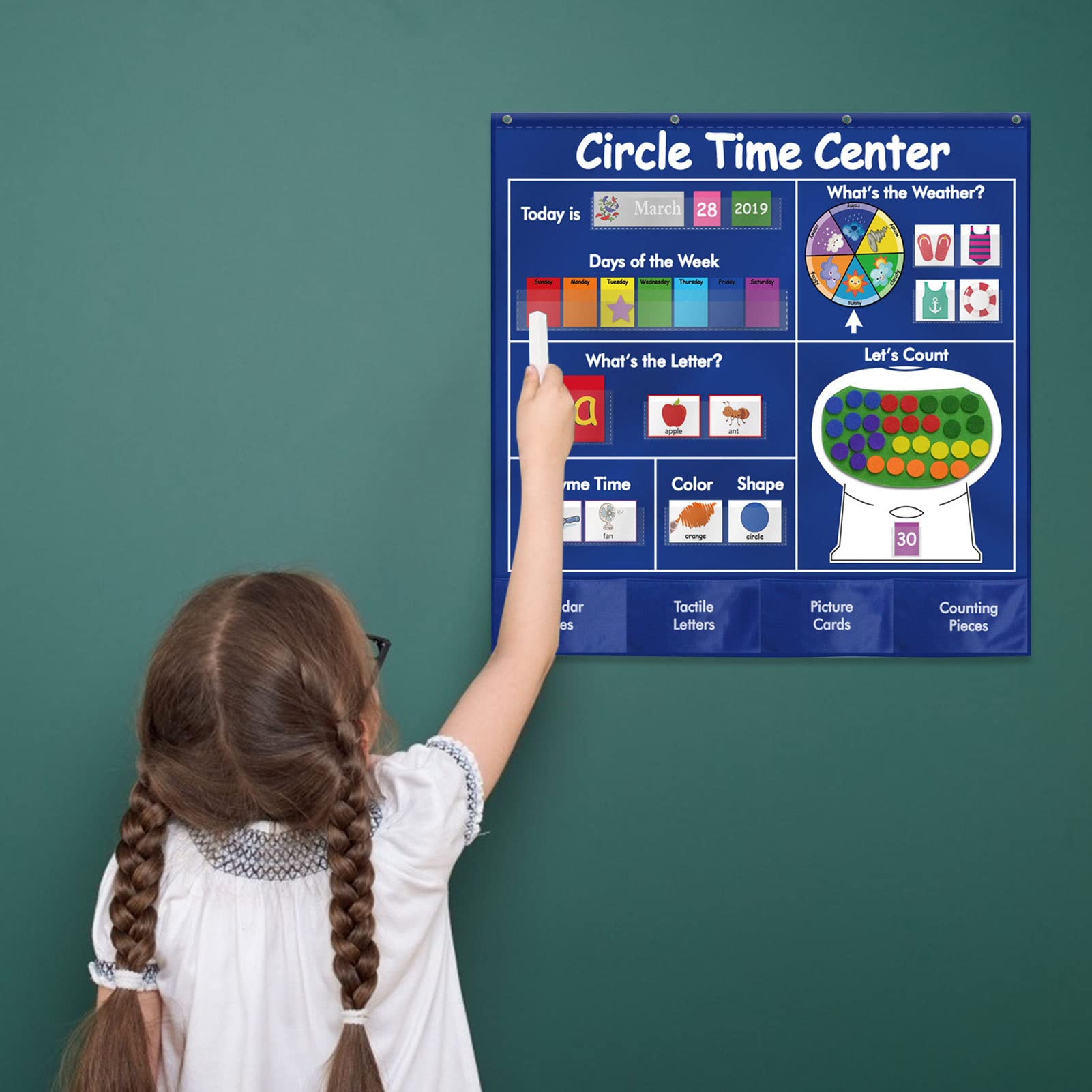 Classroom Calendar Pocket Chart Circle Time Learning Center Classroom ...