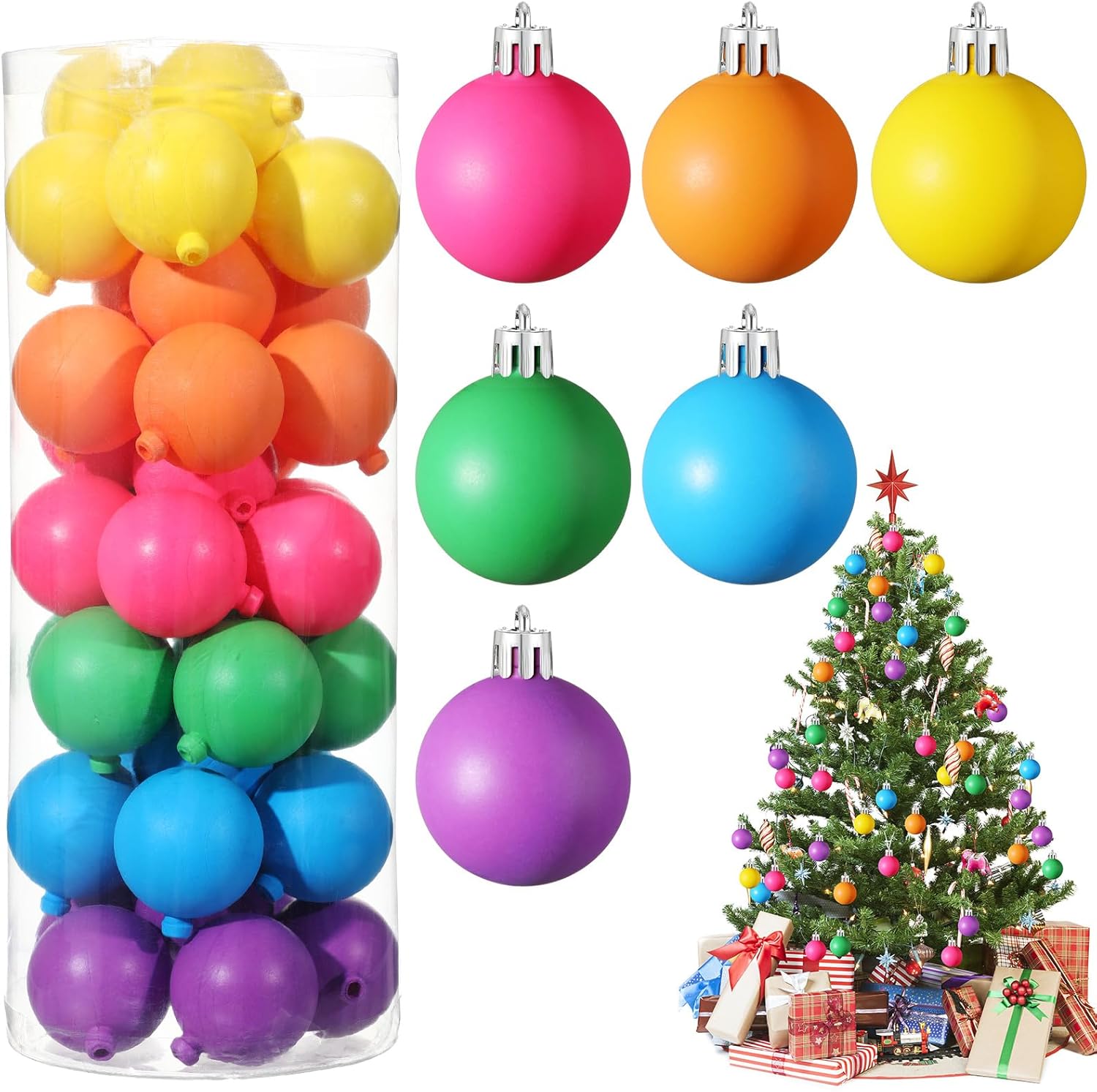 Amazon.com: Simgoing Christmas Ball Ornaments Neon Color Christmas Tree ...
