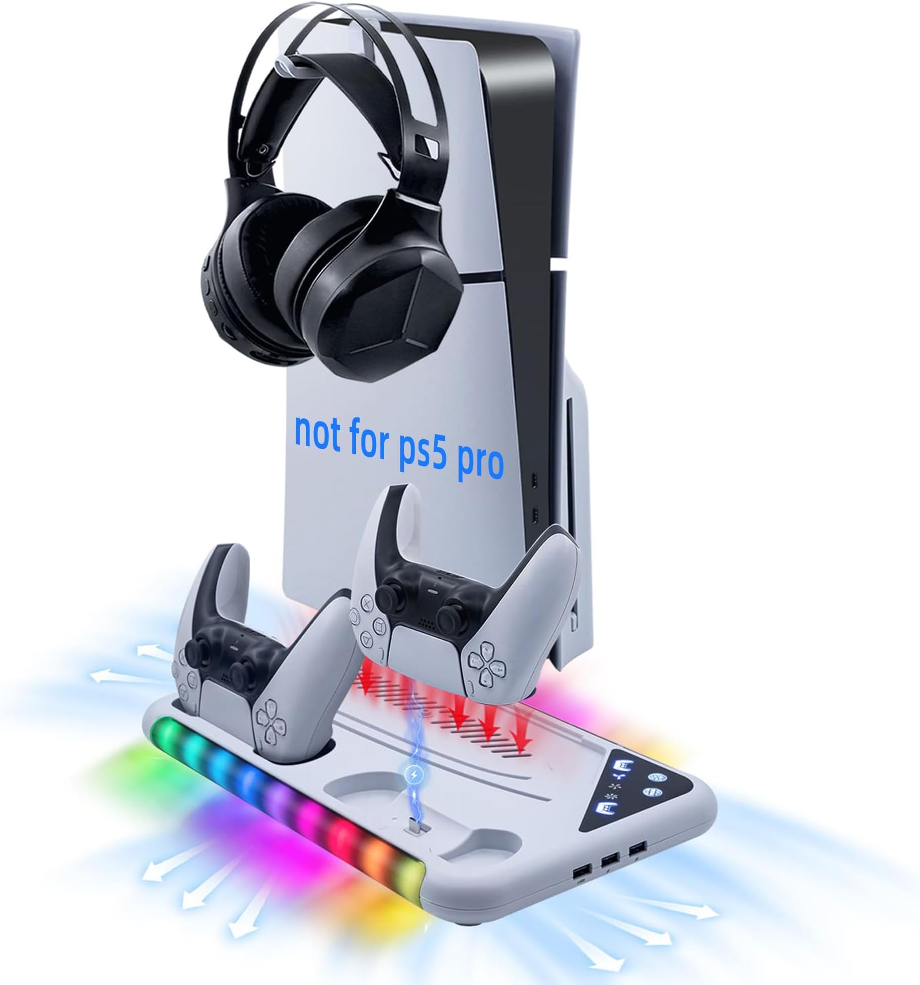 Mcbazel RGB Cooling Charging Fan for PS5/PS5 Slim,Adjustable Cooling ...