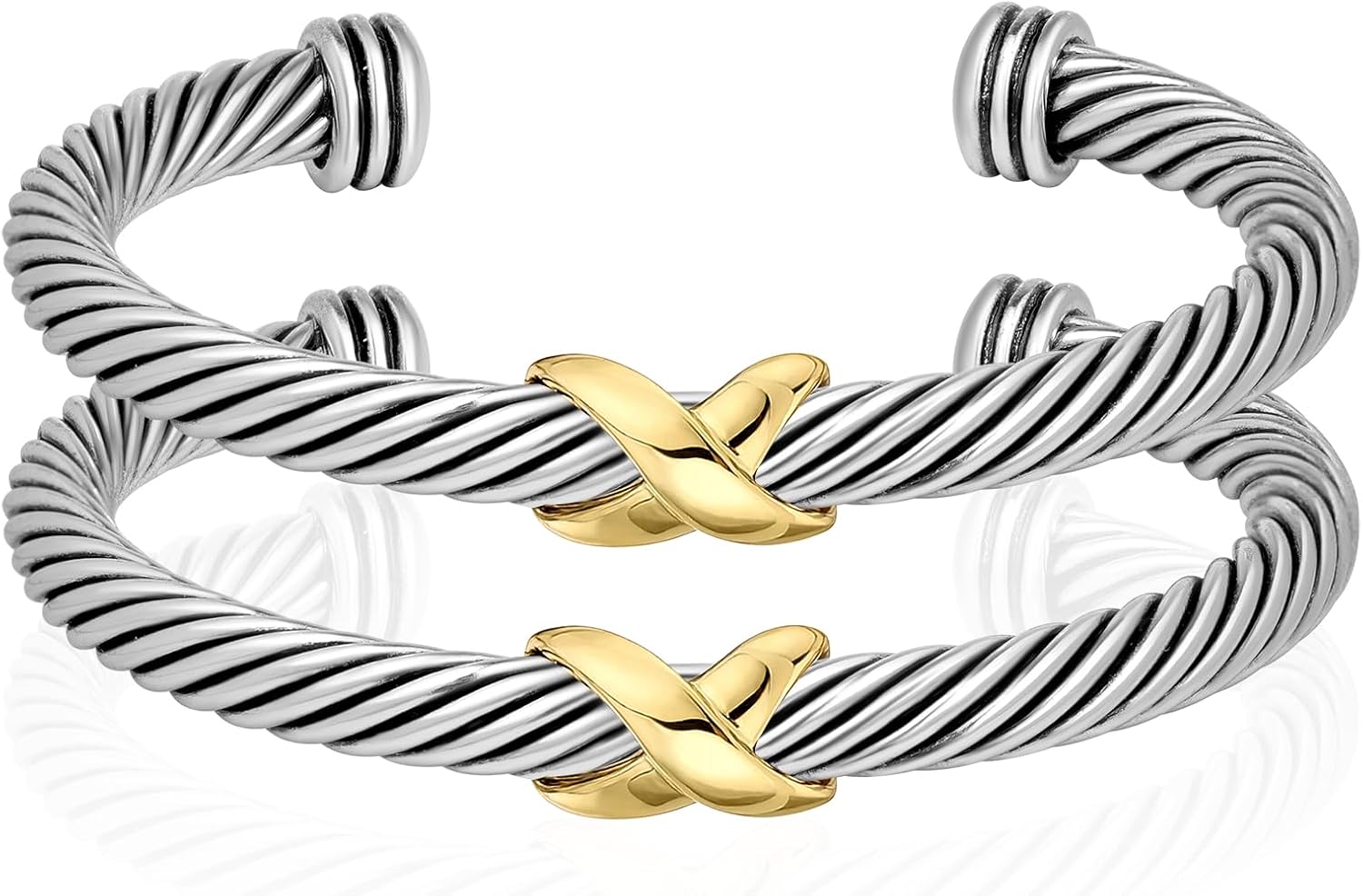 Amazon.com: NANDUDU 2 Pcs Cuff Bracelet for Women Cable Wire Bracelet ...