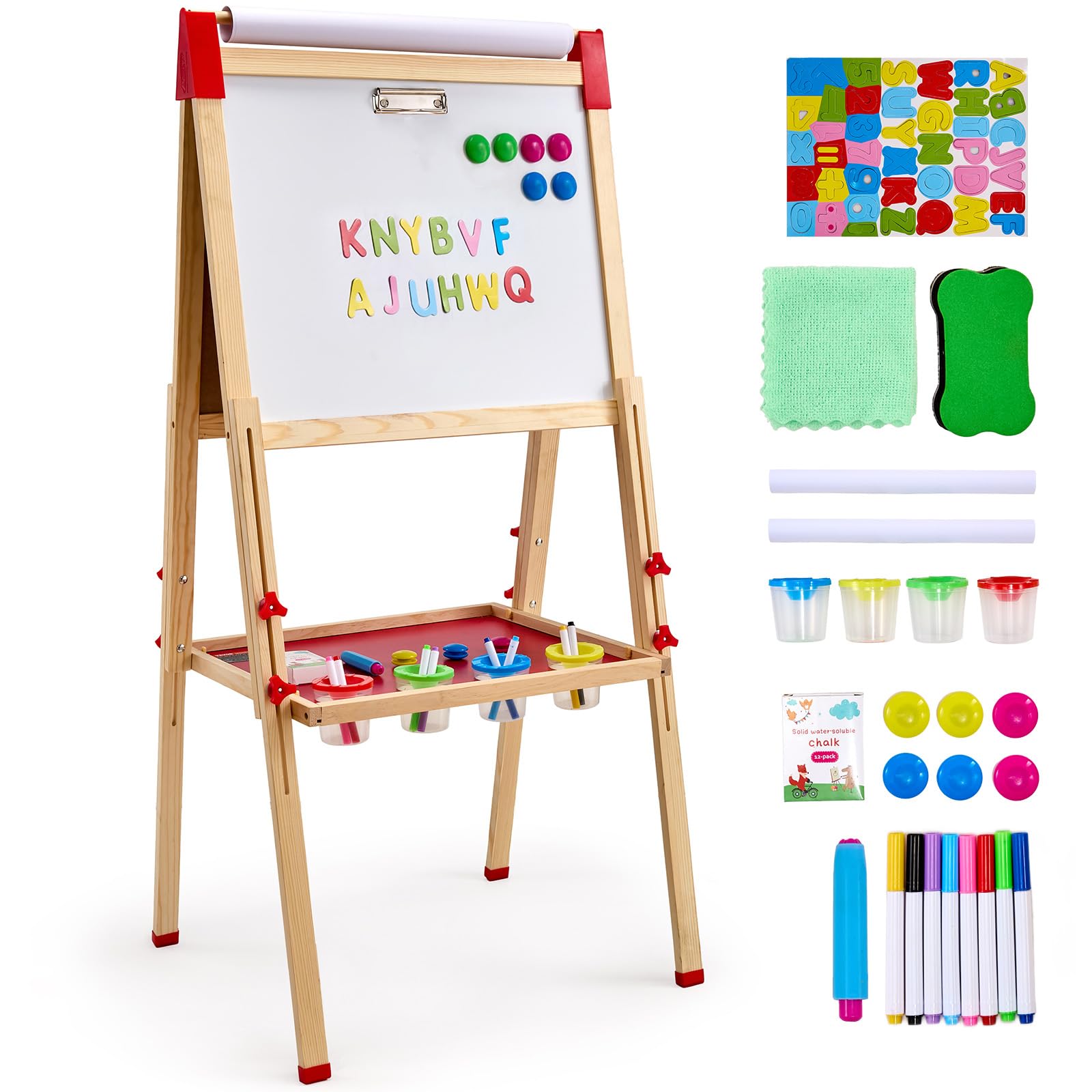 Amazon.com: VEVOR Art Easel for Kids, 3-in-1 Wooden Double-Sided Kid's ...