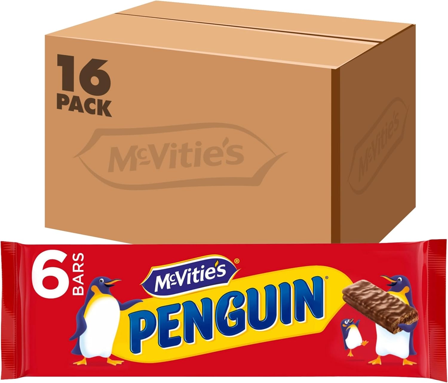 McVitie's Penguin Biscuit Bar 6 Pack (16 Packs of 6) : Amazon.co.uk ...
