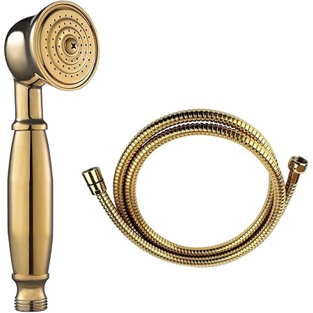 Retro Duschkopf Handbrause Set mit Brauseschlauch Golden : Amazon.de ...
