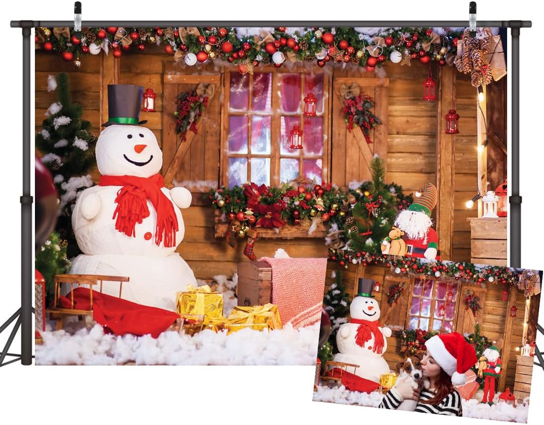 LYWYGG 7x5FT Vinyl Cute Snowman Photography Backdrop for Christmas ...
