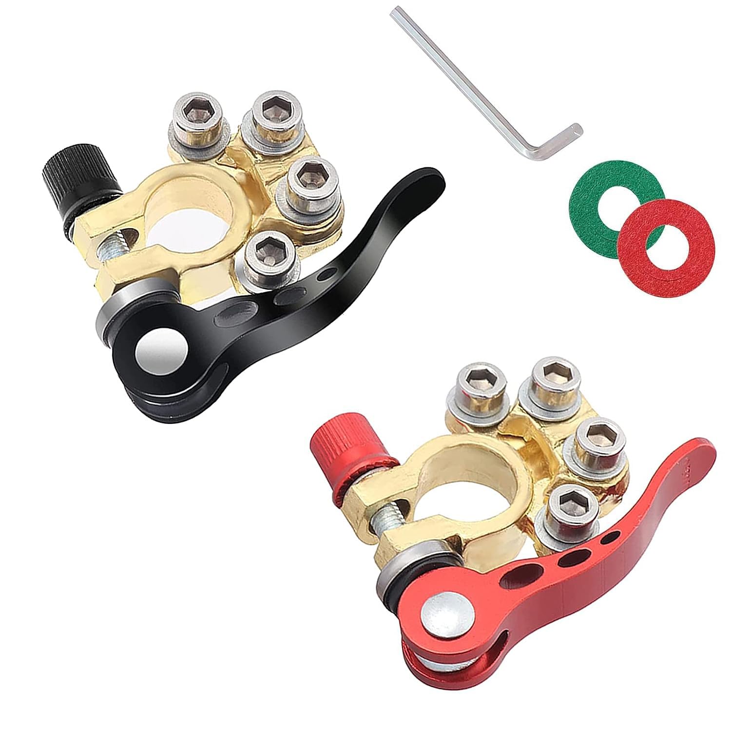 2 Pack Car Battery Terminal Connectors, 4 Way Quick Release Disconnect ...