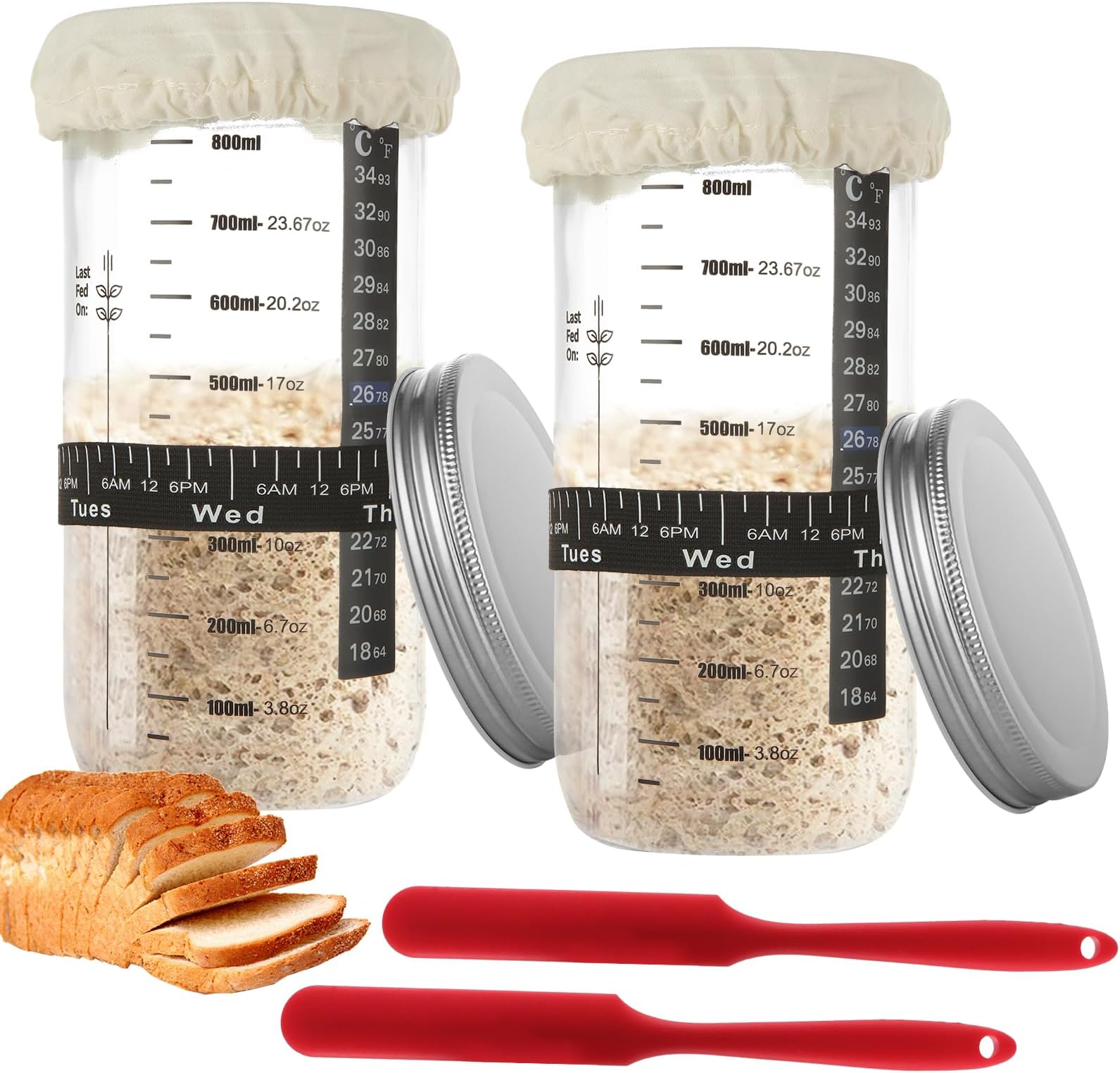 Amazon.com: Kikcoin Sourdough Bread Starter Kit - 35oz Large Jar Set of ...