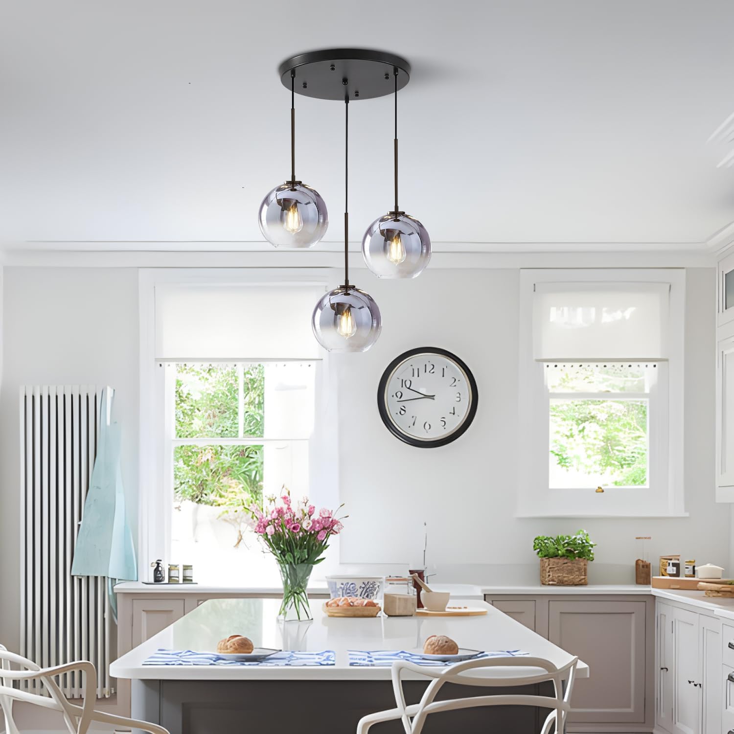 Snapklik.com : Lighting 3 Pendant Light Fixtures Ceiling Hanging Large ...
