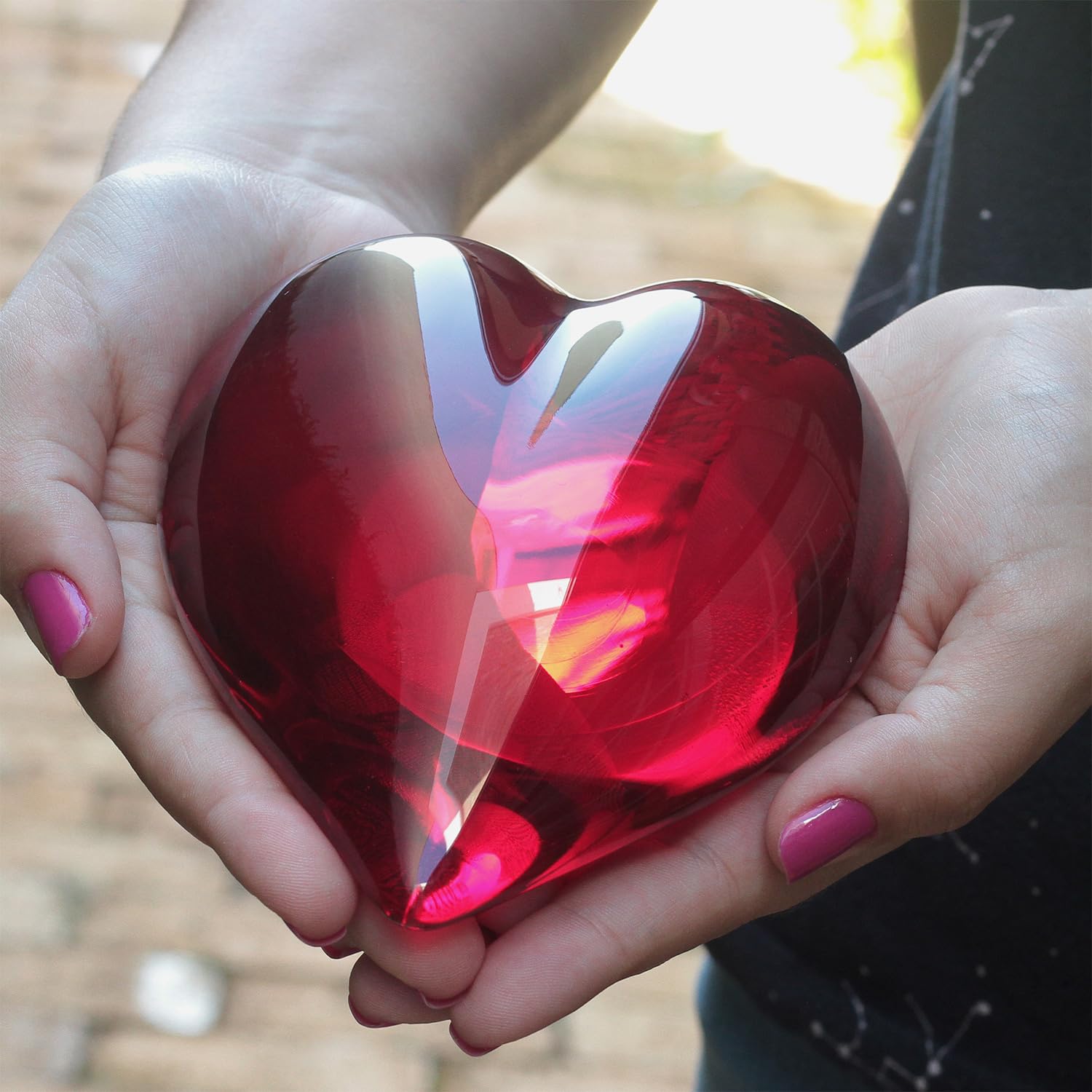 Red Heart Glass Red Fused Glass Heart, Valentine's Hearts, Abstract