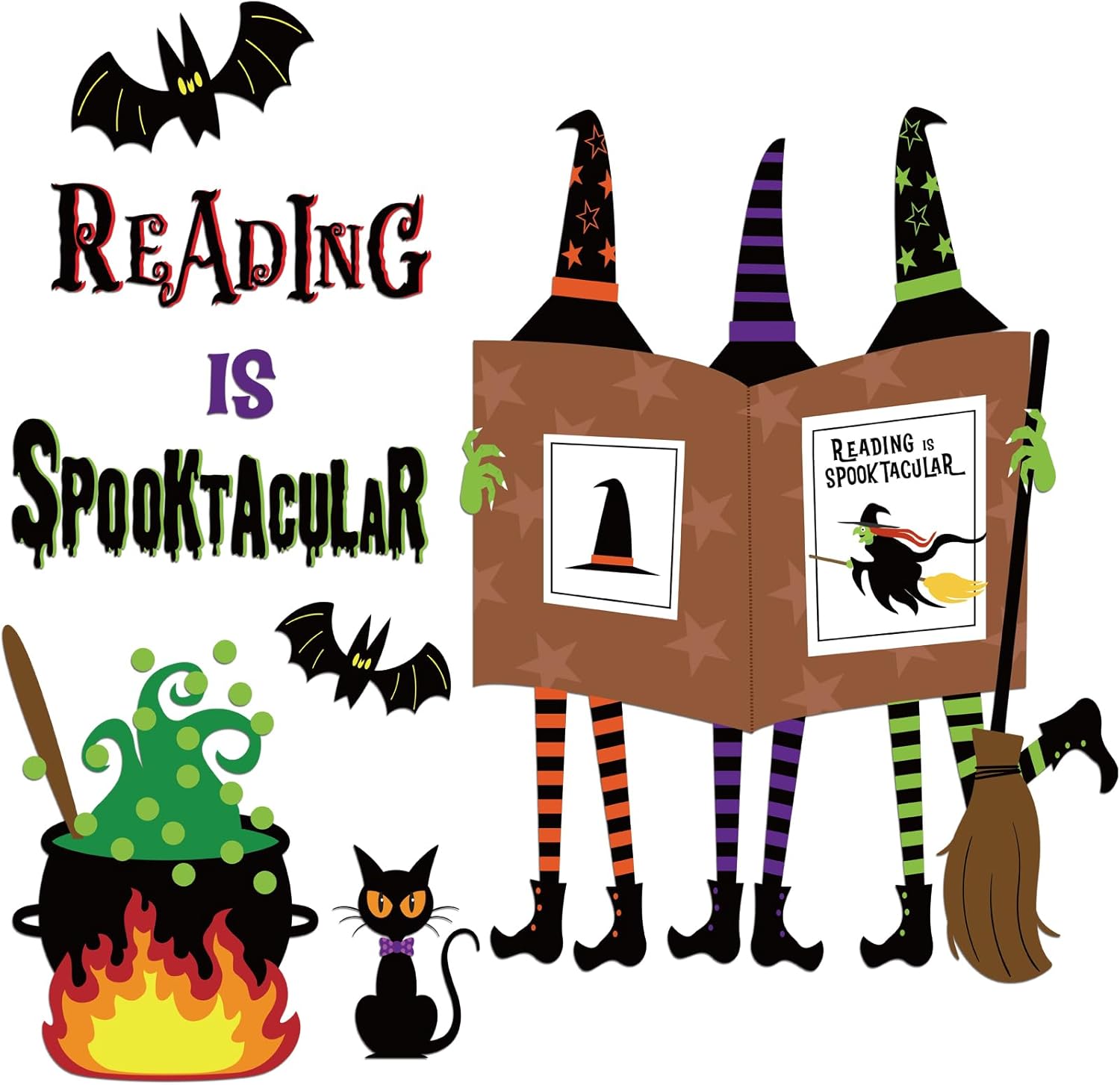 Amazon.com : Sayglossy 58 Pcs Halloween Witch Bulletin Board Decoration ...