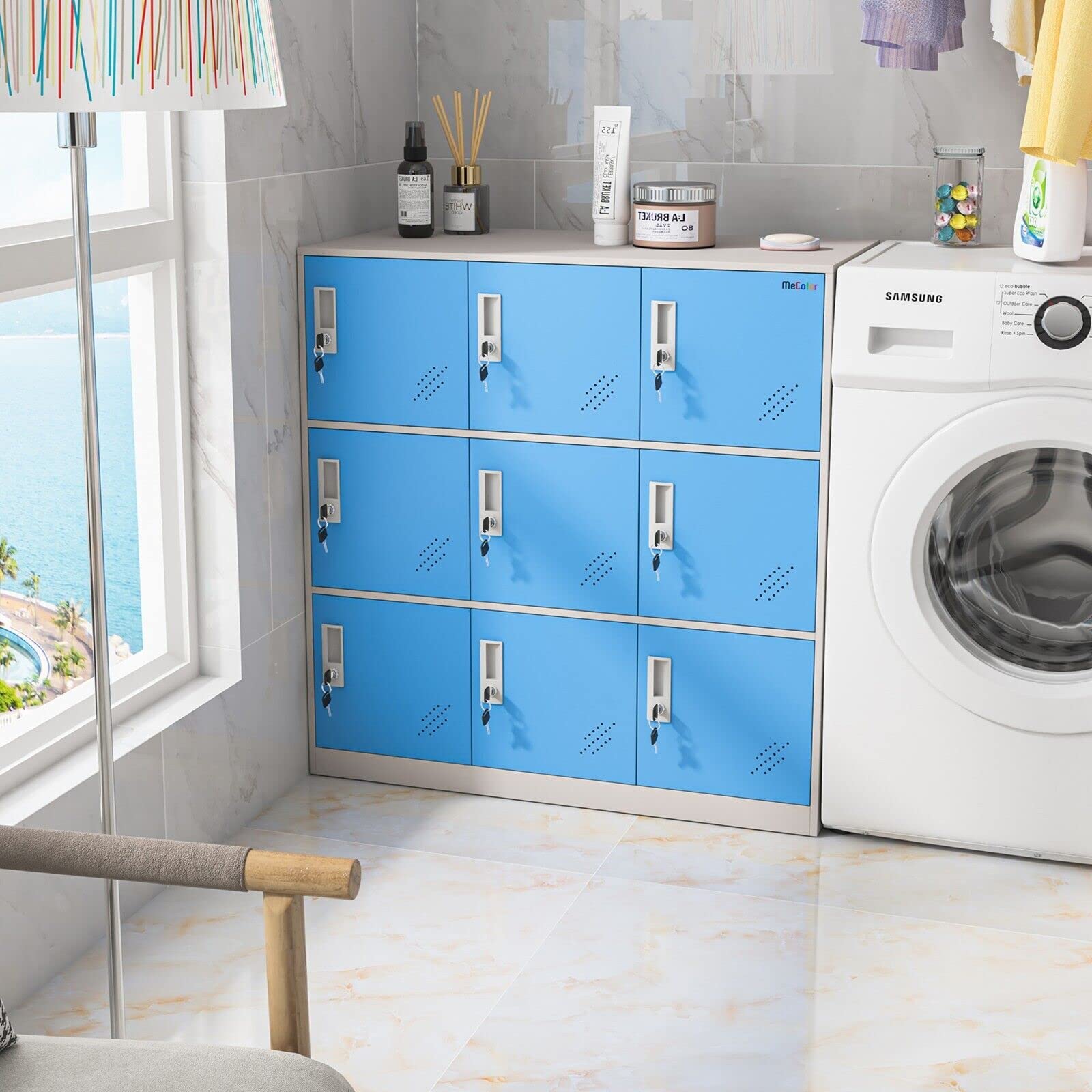 Metal Locker MECOLOR Steel Office Cabinet Locker, 3 Layer Each Door ...