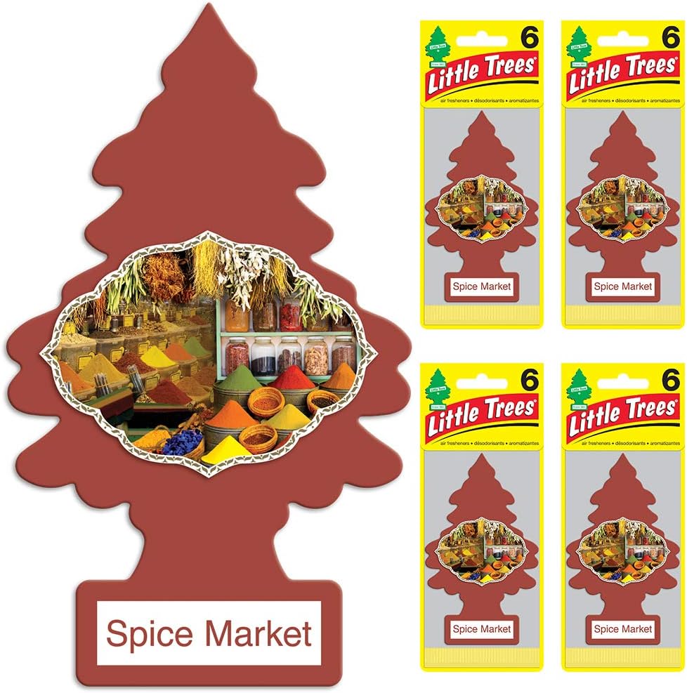 LITTLE TREES auto air freshener, Spice Market, 6-Packs (4 Count), Air ...