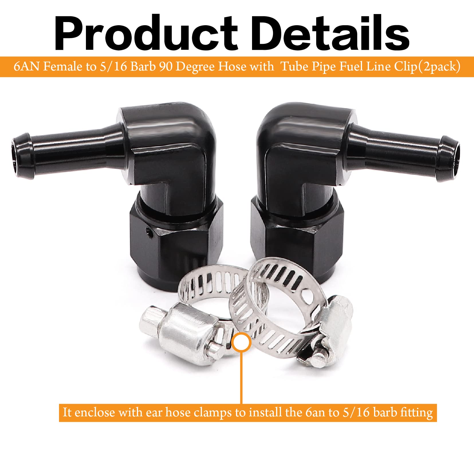 Snapklik.com : 6AN Female To 5/16 Barb 90 Degree Hose Fitting Adapter ...